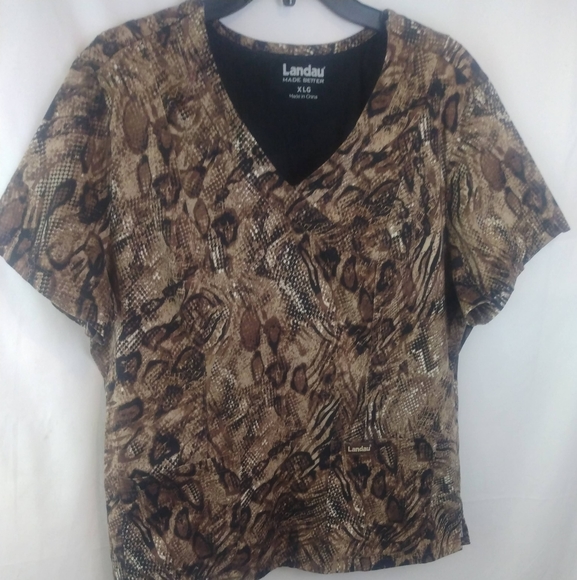 Landau | Tops | Landau Leopard Print Scrub Top | Poshmark